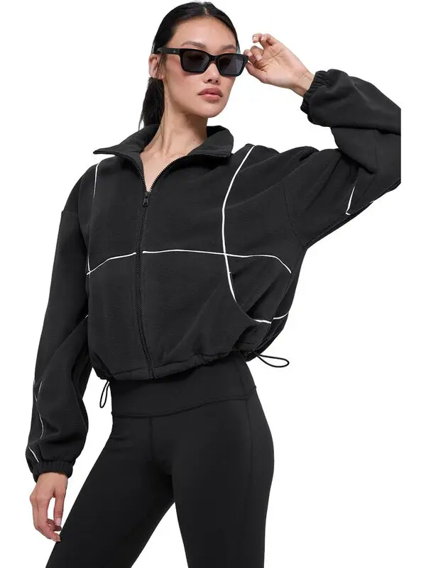 Alo Yoga Polar Fleece Game Time Full Zip Jacket - Black/white
