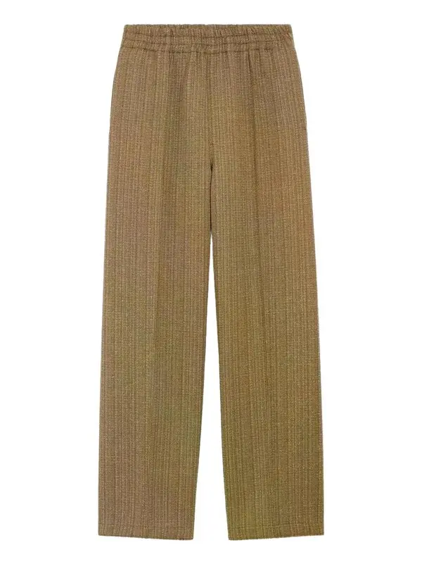 Ami Herringbone Wool Trousers - Brown