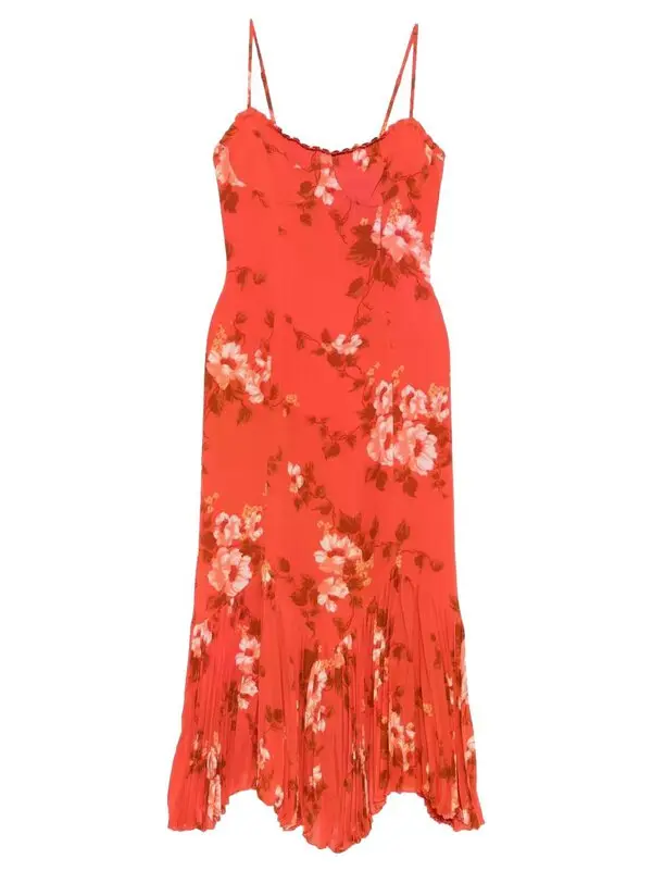 REFORMATION Aiko Floral Print Dress - Orange