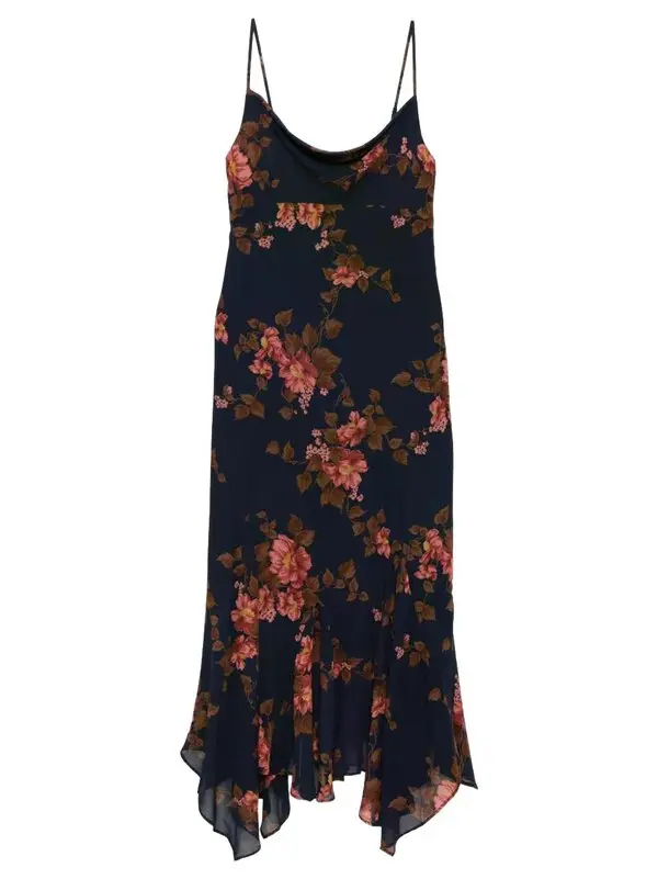 REFORMATION Lluvia Floral Print Dress - Blue