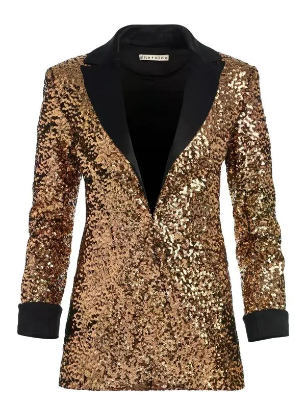 Alice + Olivia Sequin Embellished Blazer - Gold