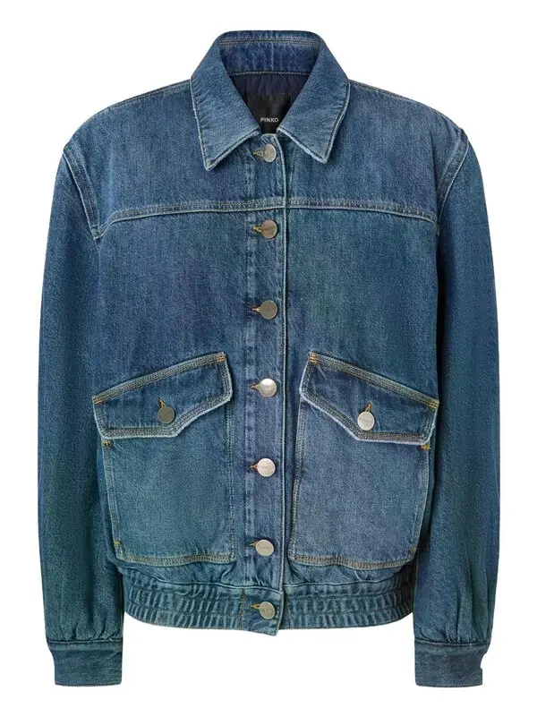 Pinko Pocket-embellished Denim Jacket - Blue