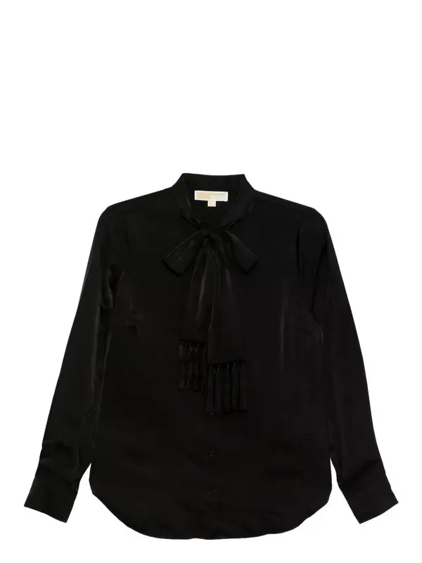 Michael Kors Satin Fringed Blouse - Black