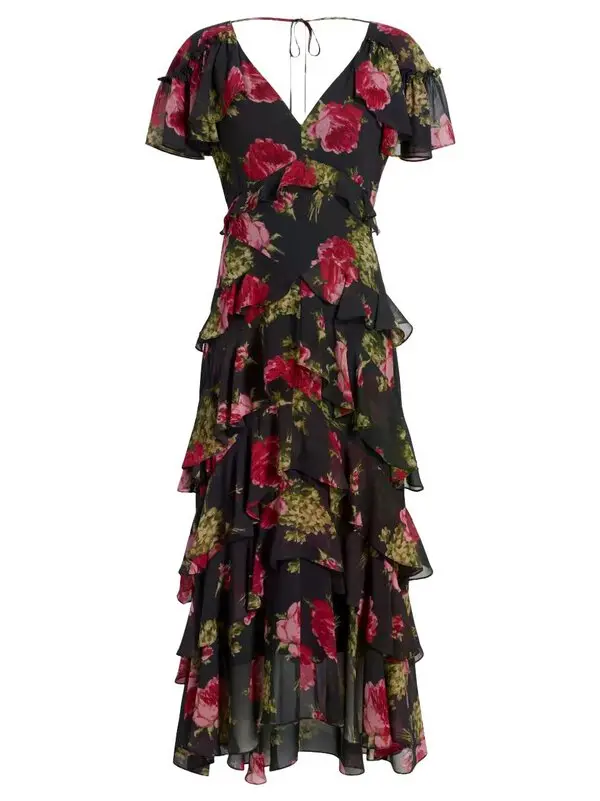Cinq À Sept Tatum Floral-pattern Midi Dress - Black