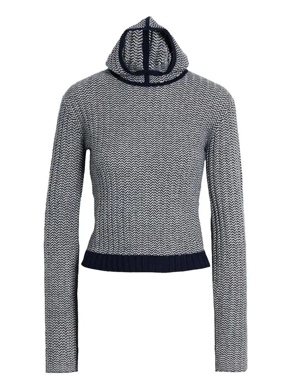 Perfect Moment Jazzy Jacquard-knit Wool And Cashmere-blend Hoodie - Navy
