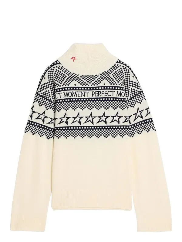 Perfect Moment Intarsia Merino Wool Turtleneck Sweater - Ivory