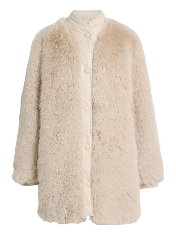 Perfect Moment Shell-trimmed Plush Coat - Ecru