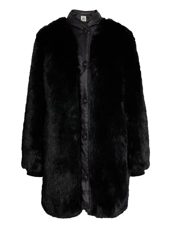 Perfect Moment Shell-trimmed Plush Coat - Black