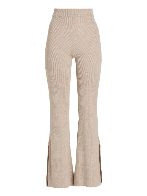WE NORWEGIANS Geilo Merino Wool Flared Pants - Mushroom