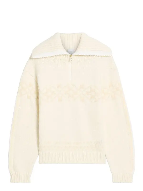 Bogner Elana Jacquard-knit Wool-blend Half-zip Sweater - Ivory