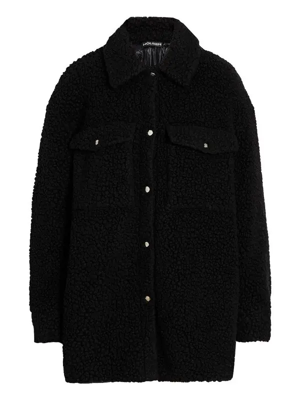 HOLDEN Shell-paneled Teddy Fleece Jacket - Black