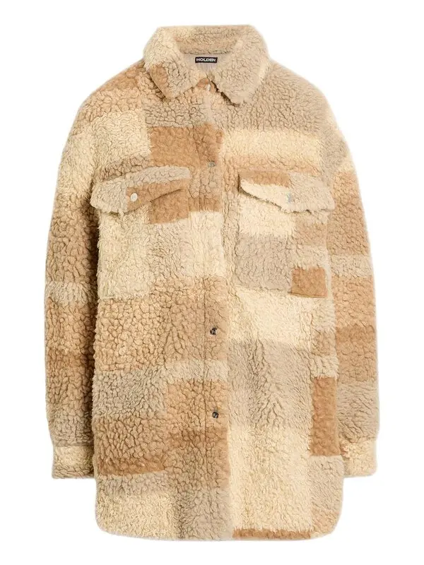 HOLDEN Shell-paneled Teddy Fleece Jacket - Neutral
