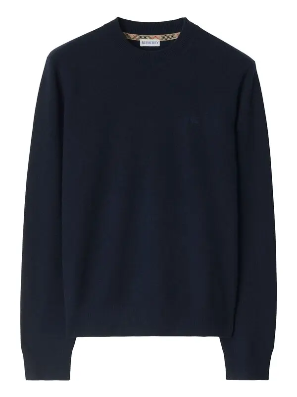 Burberry Cashmere-blend Slim Sweater - Navy
