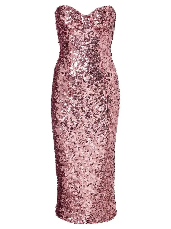 Dolce & Gabbana Sequined Bustier Dress - Pink