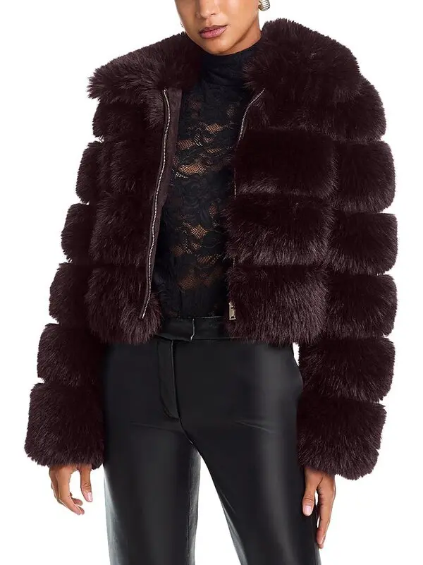 Generation Love Madison Faux Fur Jacket - Eggplant