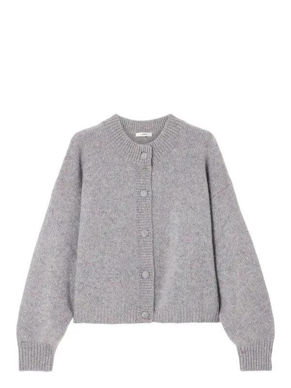 FRAME Fleck Cashmere Cardigan - Gray