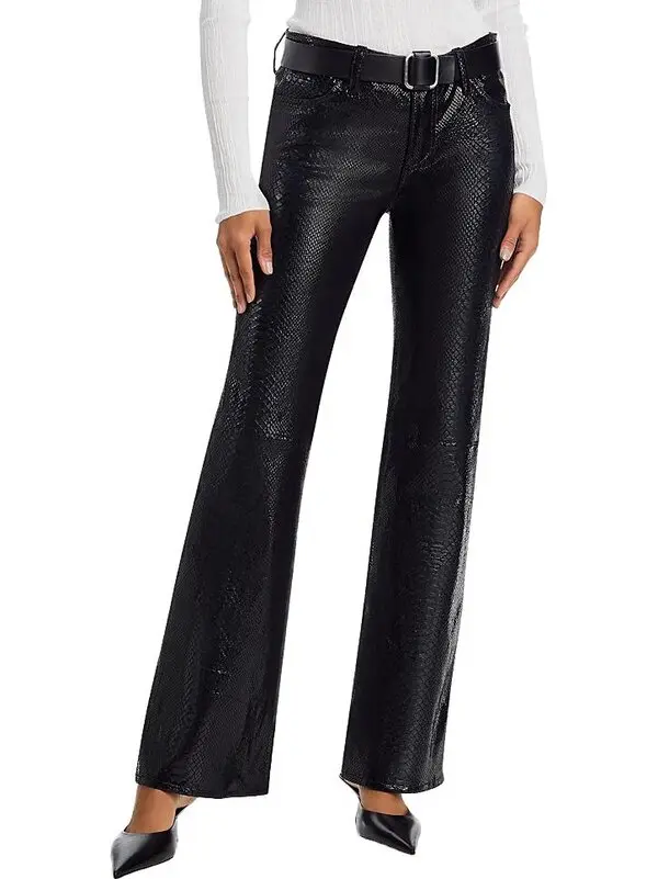 FRAME The Leather Rodeo Mid-rise Jeans - Black Snake