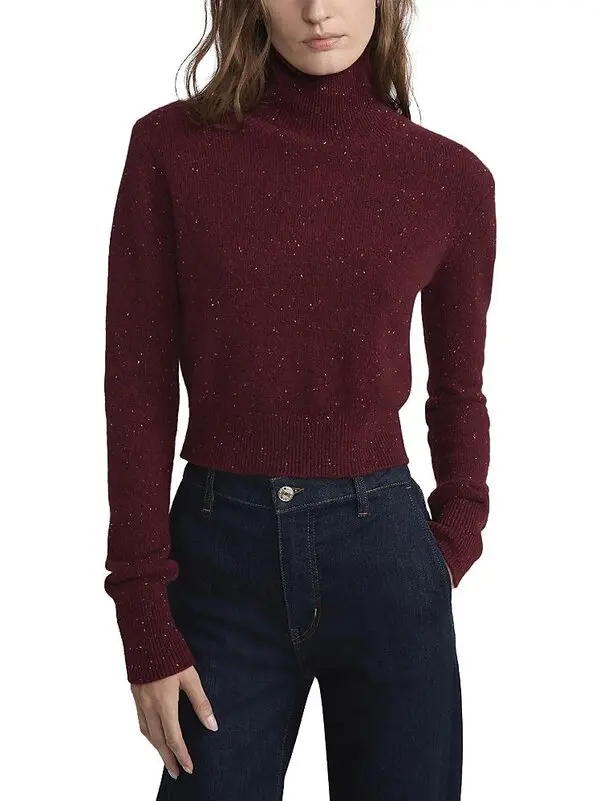 FRAME Cashmere Fleck Turtleneck Sweater - Pinot