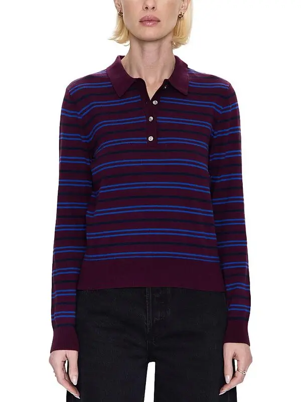 PISTOLA Greta Polo Sweater - Claret Azure Stripe