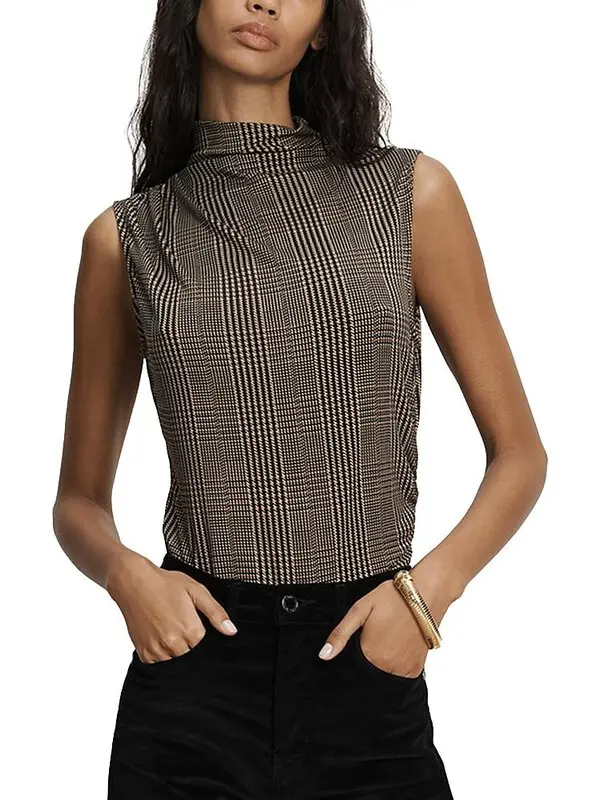 Veronica Beard Mylie Sleeveless Top - Dark Acorn Multi