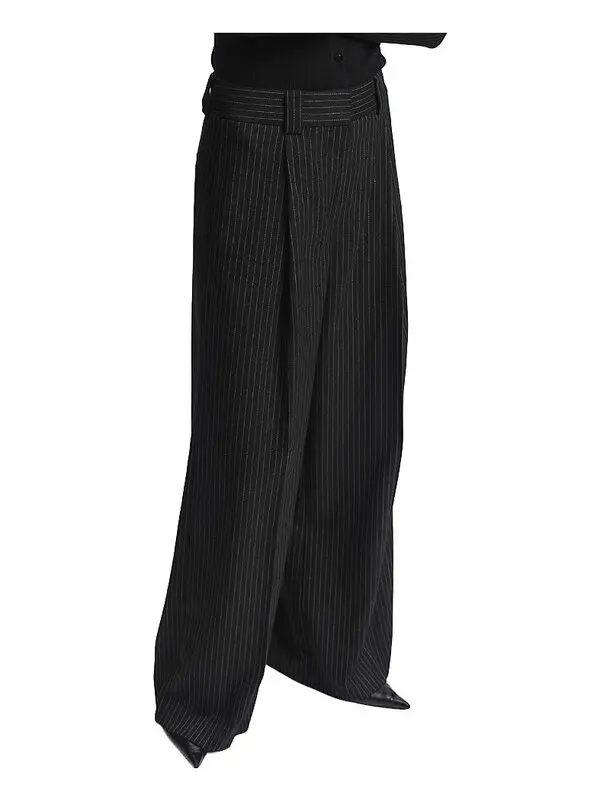 SAINT ART Tiffany Pleated Pants - Charcoal Pinstripe