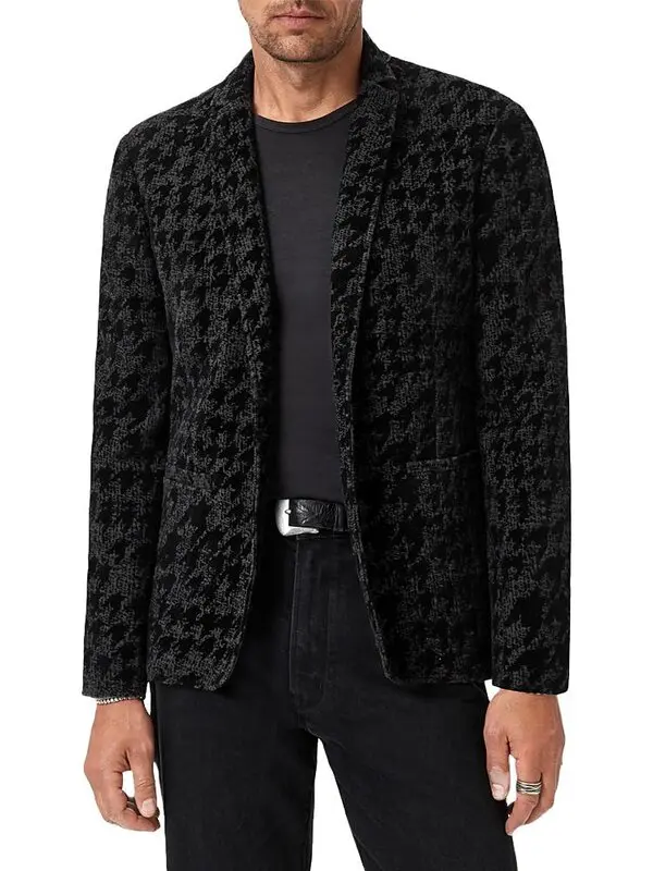 John Varvatos Kal Houndstooth Knit Blazer - Charcoal Heather