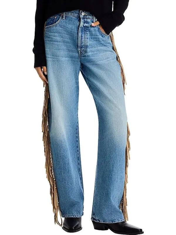 MOTHER The Fringe Halfpipe Button Sneak High-rise Jeans - Folk Star