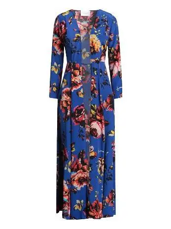 We Are Leone Floral Print Silk Overcoat - Blue