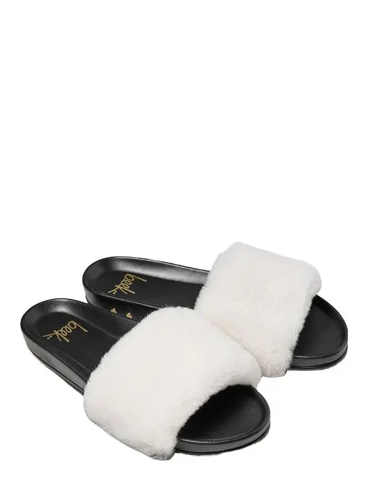 Beek Gallito Más Shearling Slide Sandal - Black