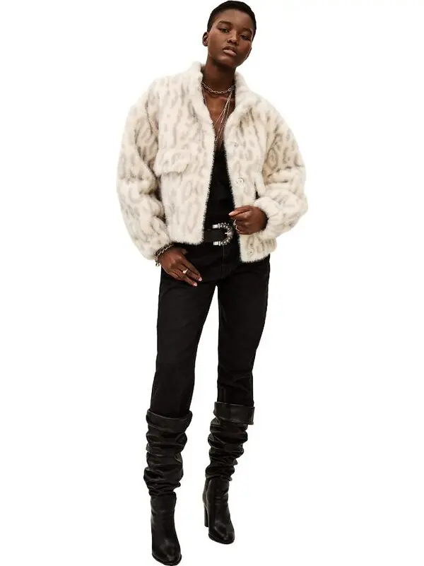 Ba&sh Saros Faux Fur Jacket - White