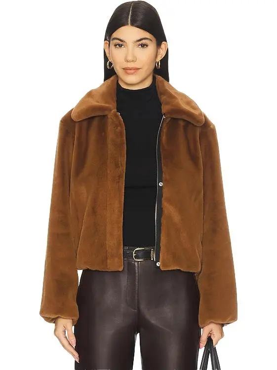 Theory Faux Fur Jacket - Wood