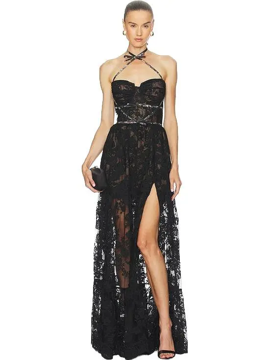V. CHAPMAN Eloise Gown - Black Chantilly Lace