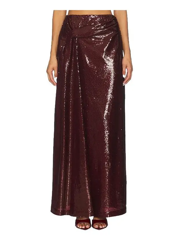 KATE BARTON Sequin Maxi Skirt - Burgundy