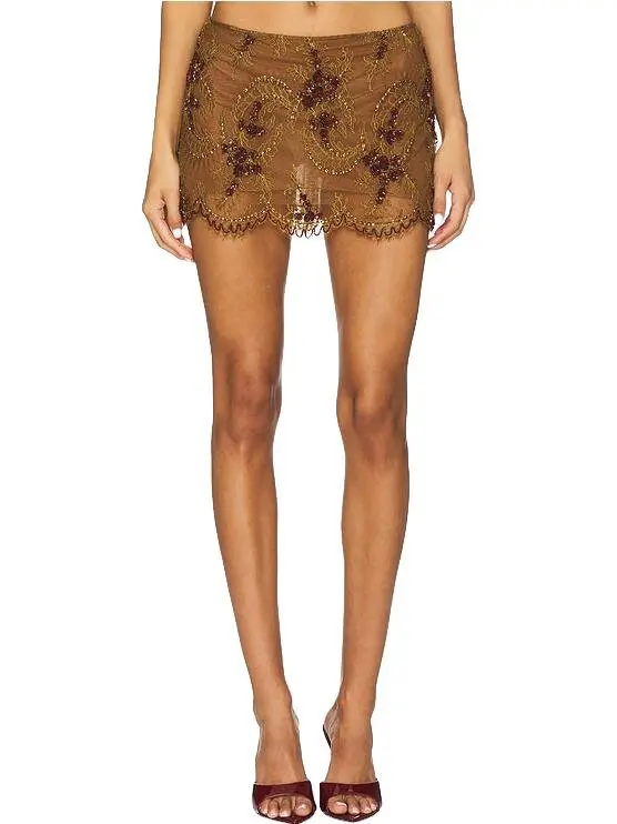MIRROR PALAIS Guarana Mini Skirt - Brown