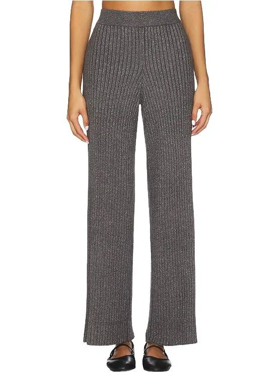 Barefoot Dreams Cozychic Ultra Lite Lurex Rib Wide Leg Pant - Carbon