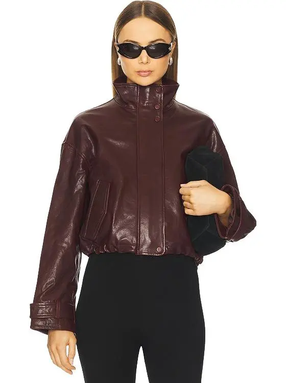 Veronica Beard Bateman Leather Jacket - Raisin