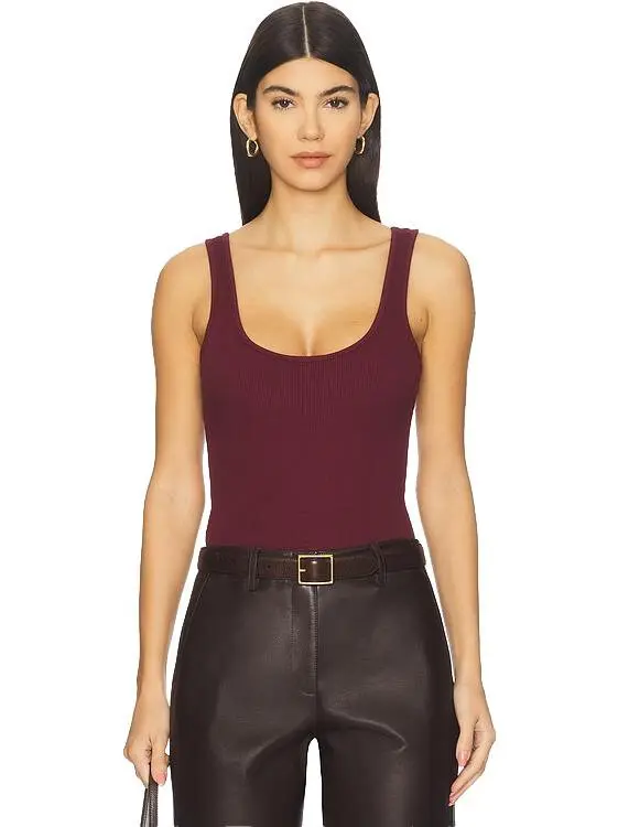 L'Agence Nica Scoop Neck Tank Bodysuit - Dark Port