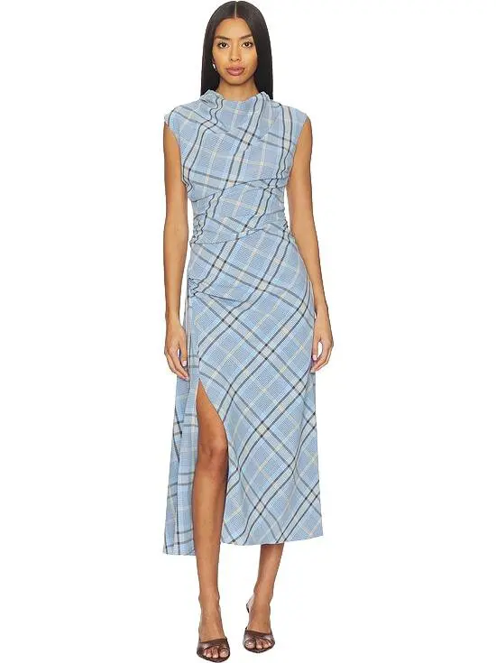 Simkhai Burke Draped Midi Dress - Horizon Plaid