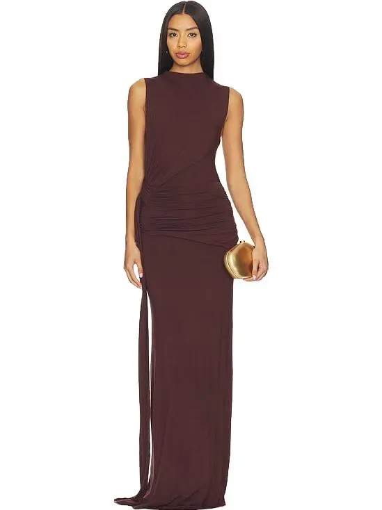 MORE TO COME Stacie Maxi Dress - Dark Brown