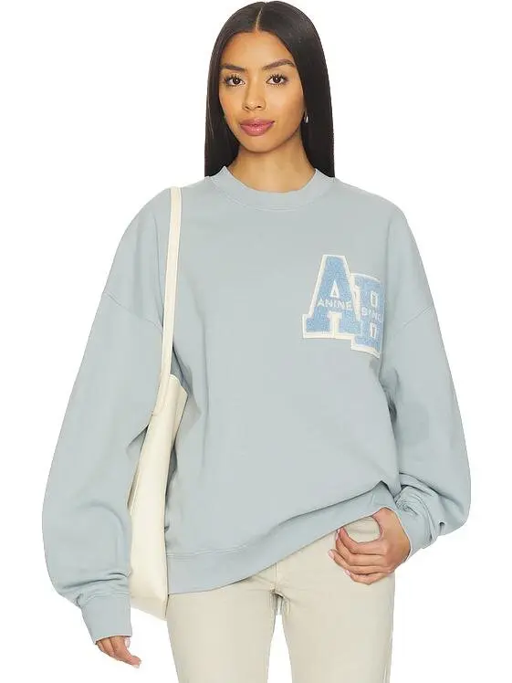 ANINE BING Miles Oversized Letterman Sweatshirt - Pastel Blue