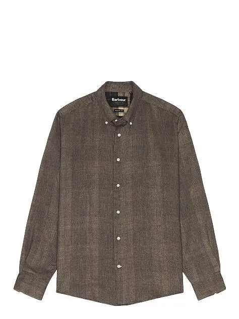 Barbour Tamish Regular Herringbone Shirt In Grey - Grey Marl