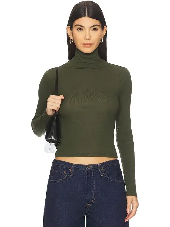 BOBI Crop Turtleneck Top - Hunter