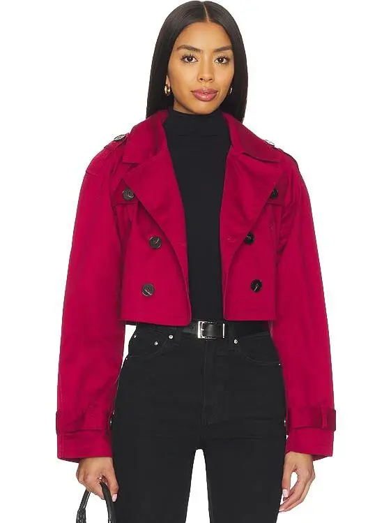 MORE TO COME Marja Cropped Trench - Burgundy