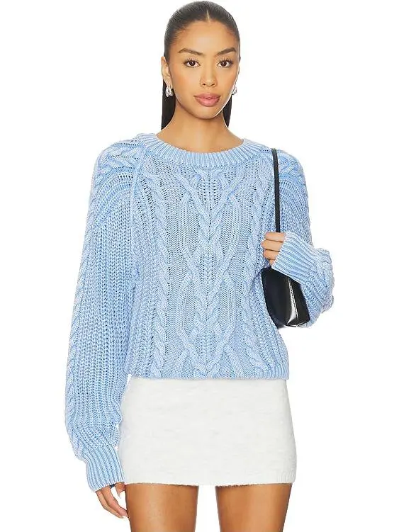 Free People Frankie Cable Knit Sweater - Della Robbia Blue