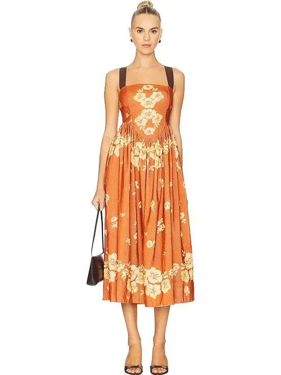 Free People Until Dawn Midi Dress - Cinnamon Combo