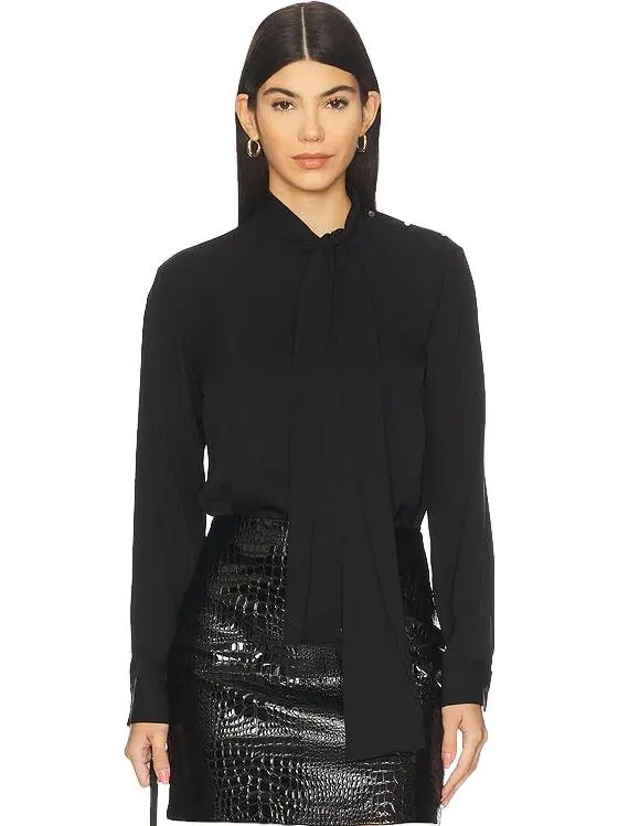 Theory Side Tie Neck Blouse - Black