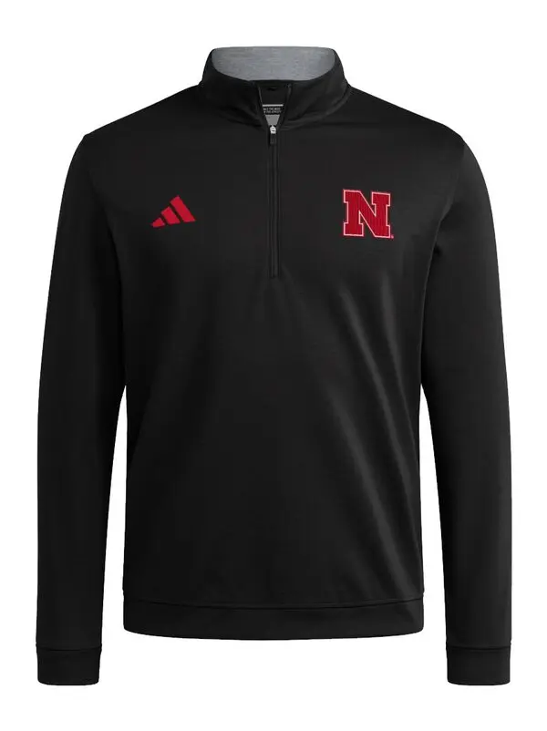 Adidas Nebraska Cornhuskers Coaches Quarter-zip Pullover - Black / Team Power Red