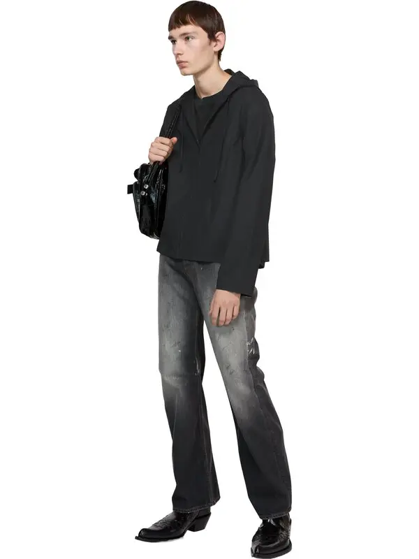 Acne Studios Hooded Logo Shirt - Black
