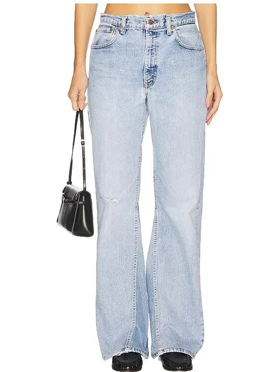 ALIGRACE Vintage Girlfriend Utility Jeans - Blue