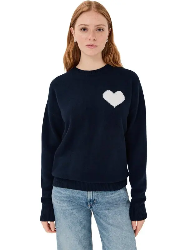 Sprwmn Cashmere Heart Logo Sweater - Navy